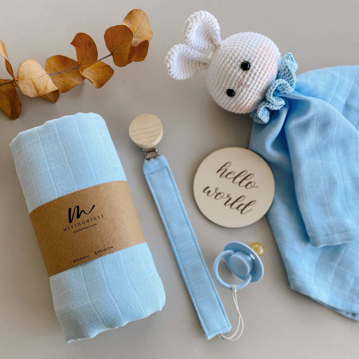 Muslin Newborn Baby Set - Blue Rabbit – Mini Hobievi